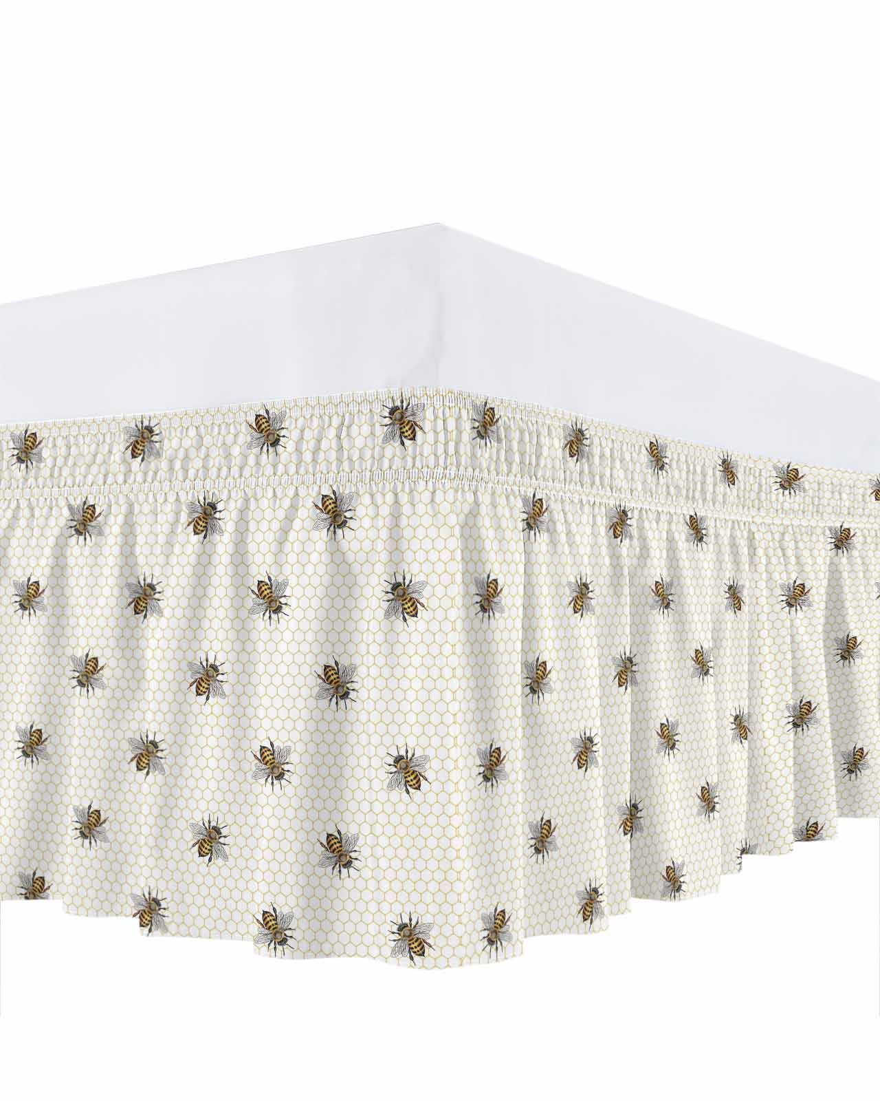 Abstract Bee Bed Skirt King Size 18 Inch Drop, Hive Lines Spring ...