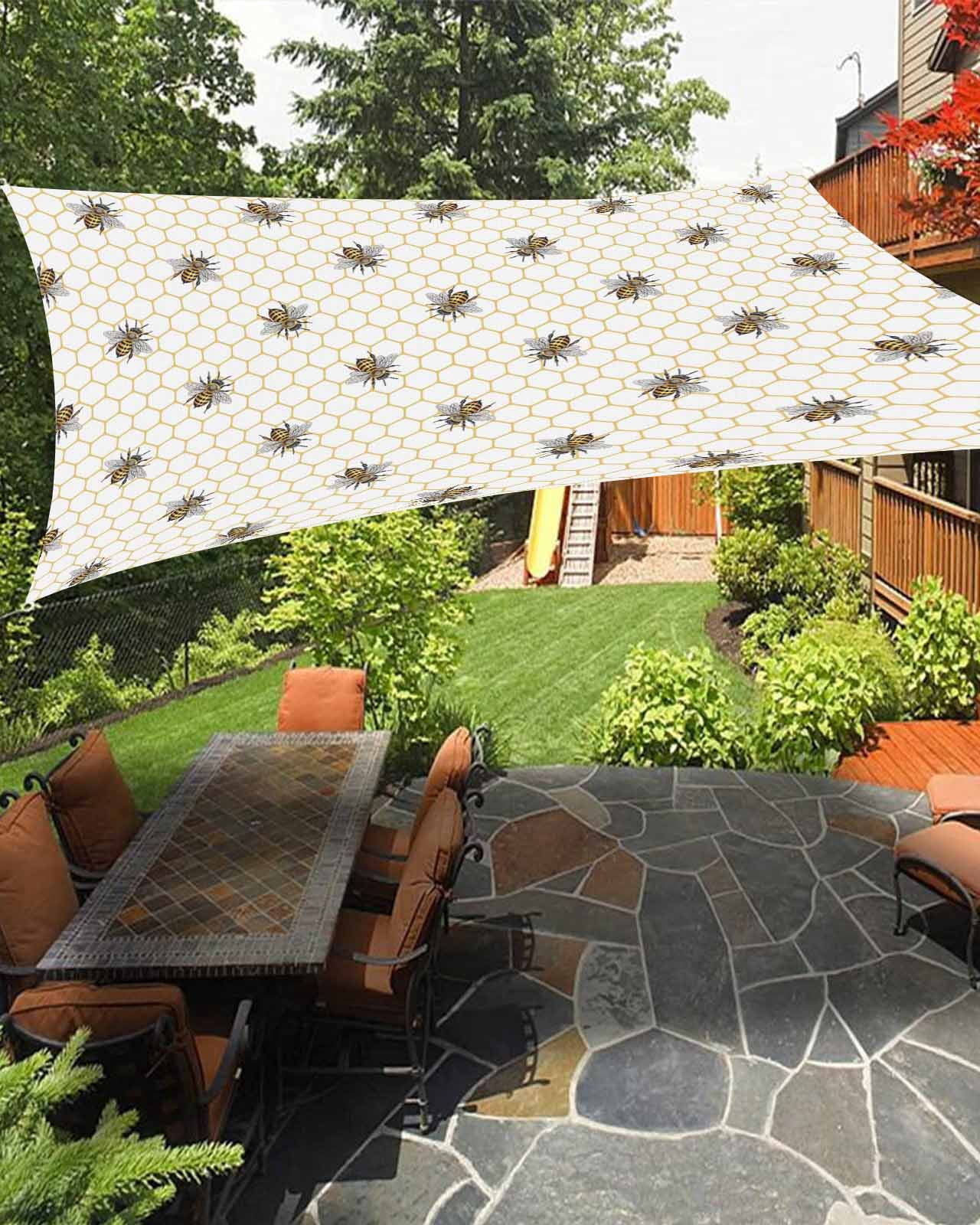 Abstract Bee Sun Shade Sail 6.5'X10' Hive Lines Spring Pastoral Country ...