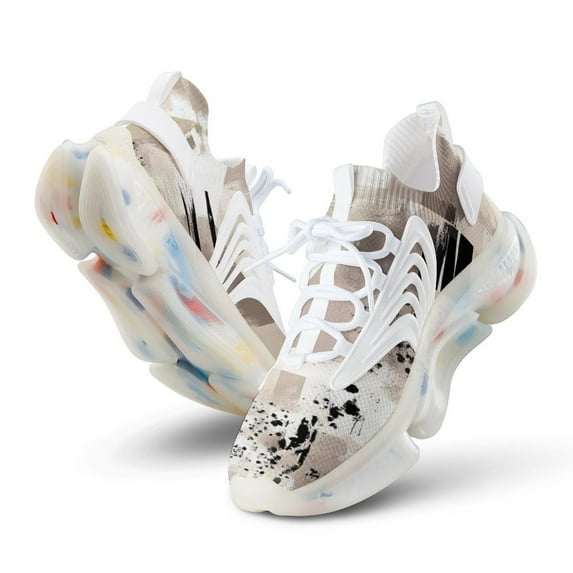 Abstract Beige Black Artwork Design Walking Shoes for Men Woman ...