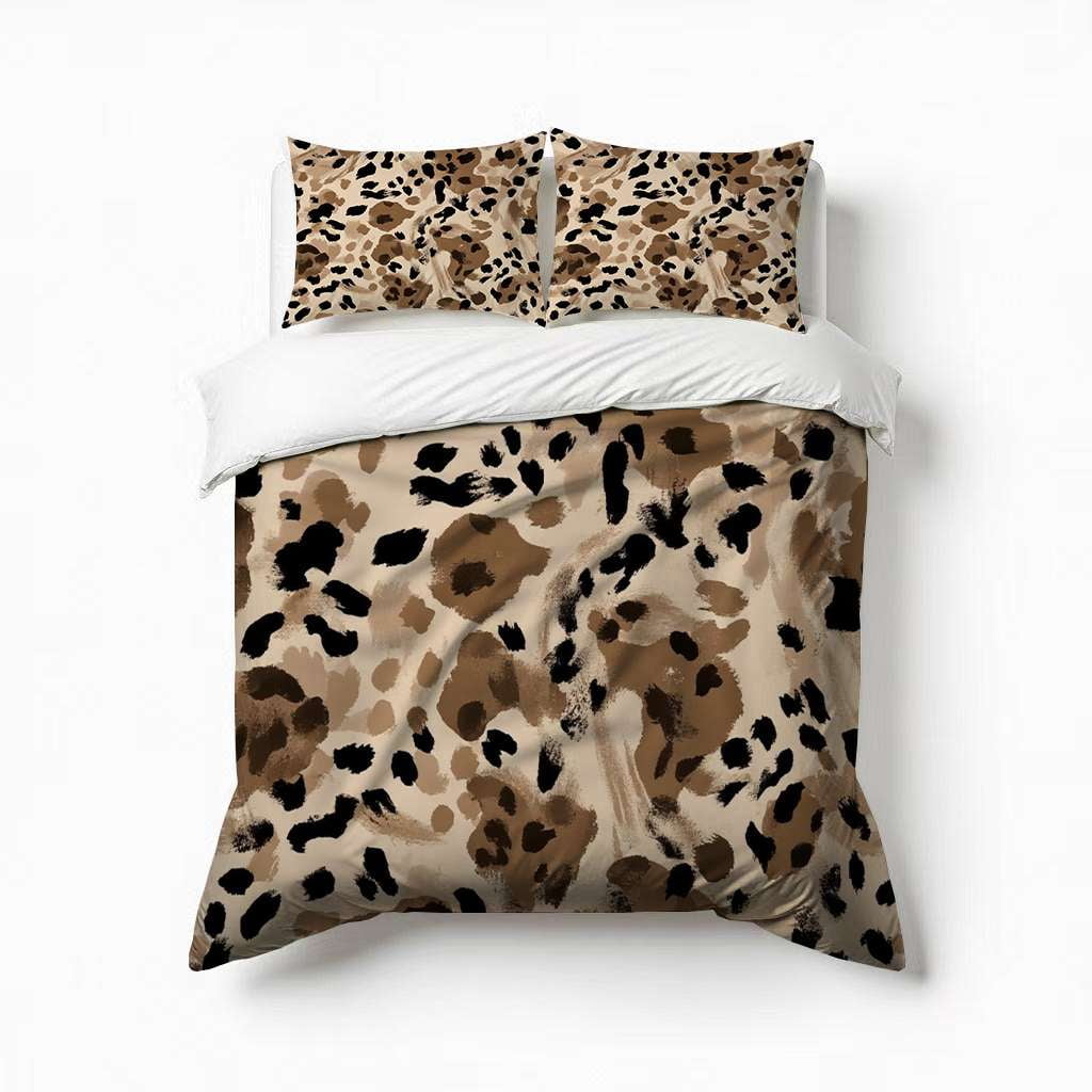 Abstract Beige Brown Animal Print Bedding Set 3 Pcs Soft Microfiber ...