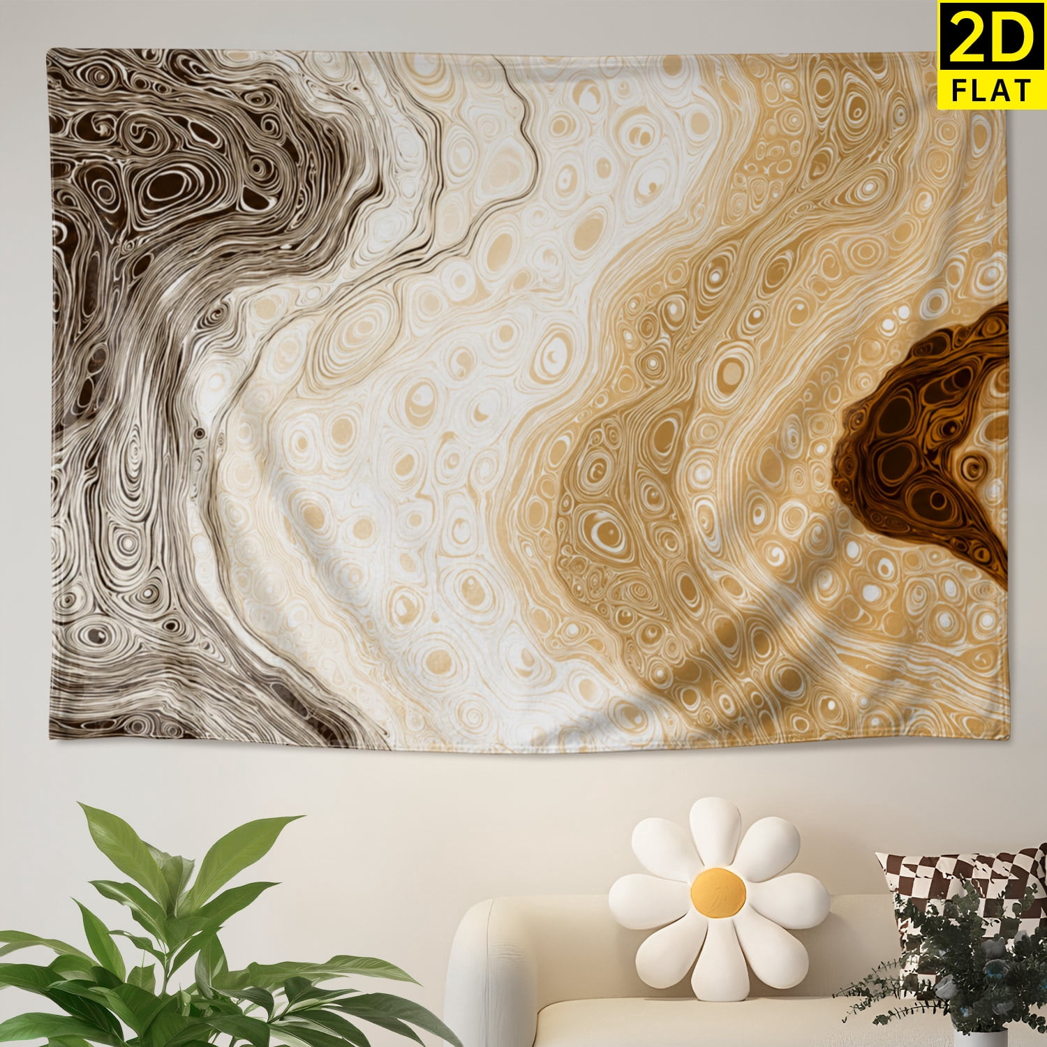 Abstract Beige Brown Marble Texture Wall tapestry，Large size Printed ...