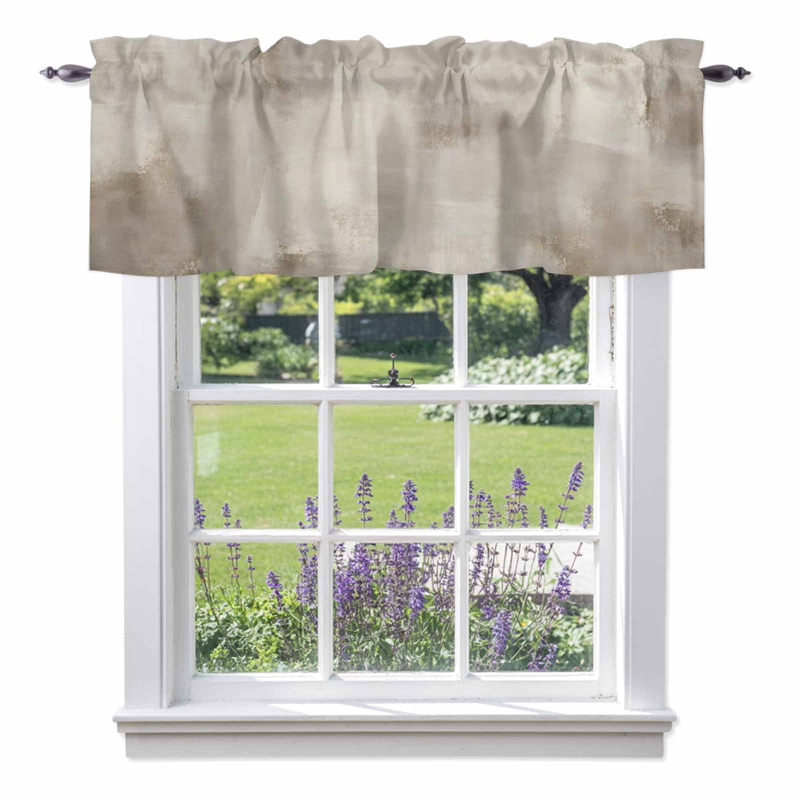 Abstract Beige Brown Window Valance for Kitchen, Minimalist Paint ...