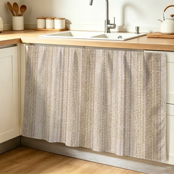 Abstract Beige Cabinet Curtain, Rustic Farmhouse Minimalist Beige ...