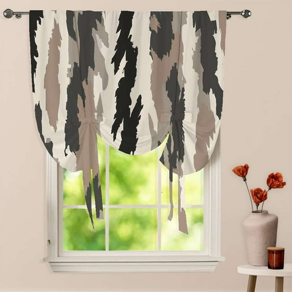 Abstract Beige Camouflage Pattern Window Curtain for Living Room Roman ...