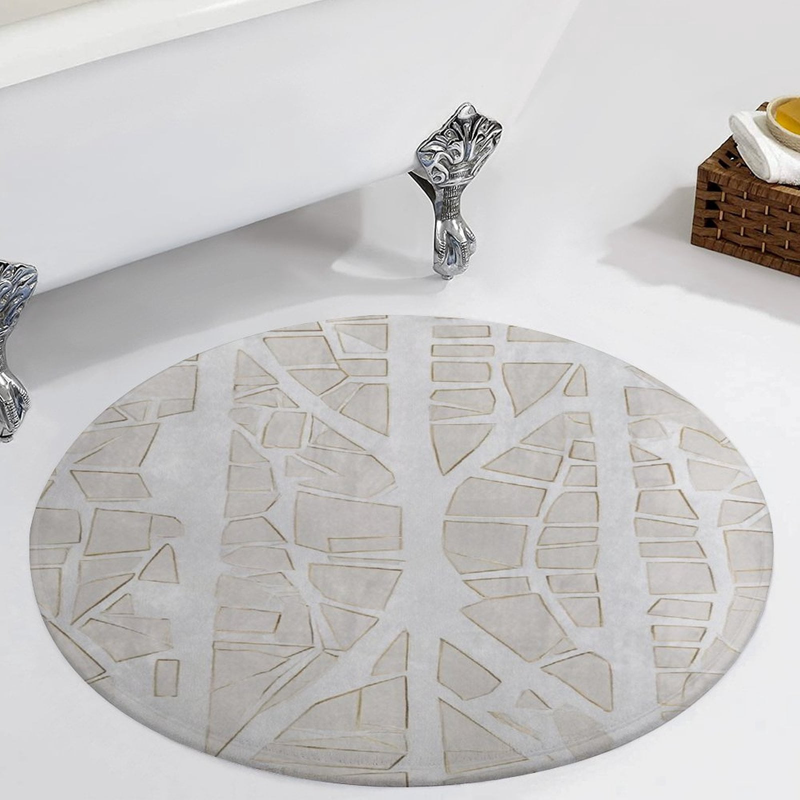 Abstract Beige Crackle Pattern Round Carpet Circle Rug Outdoor Patio ...