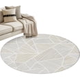 Abstract Beige Cream Round Rug 3ft Washable Circle Entryway Rugs Non ...