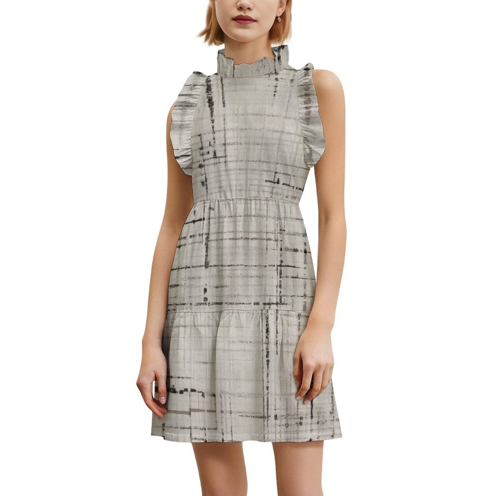 Abstract Beige Gray Rug Design Women's Fashion Casual Dress Summer ...
