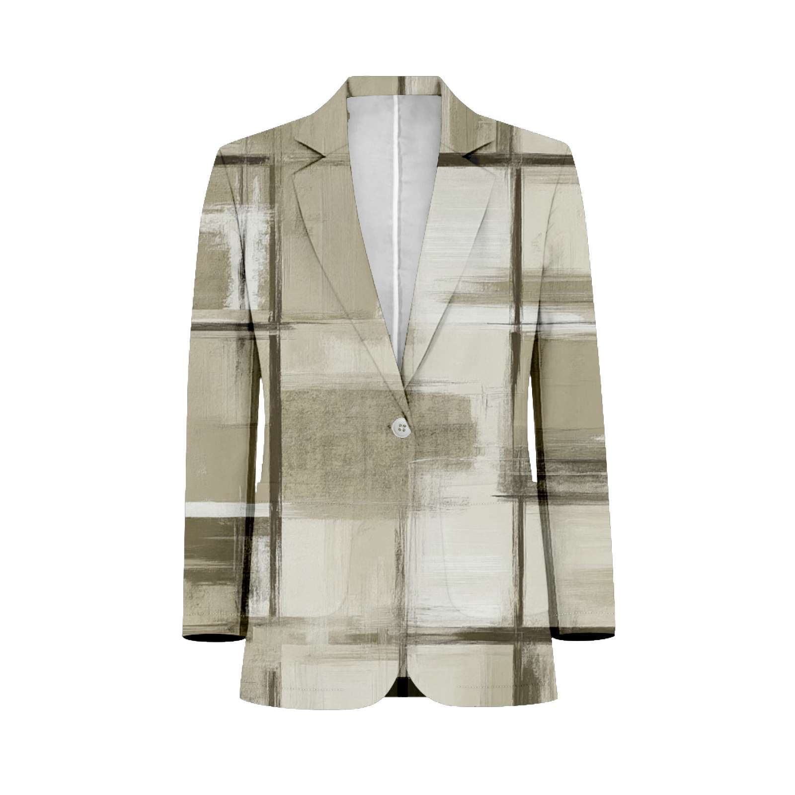 Abstract Beige Grid Painting Mens Suits Shawl Collar Slim Fit Suit Mens ...