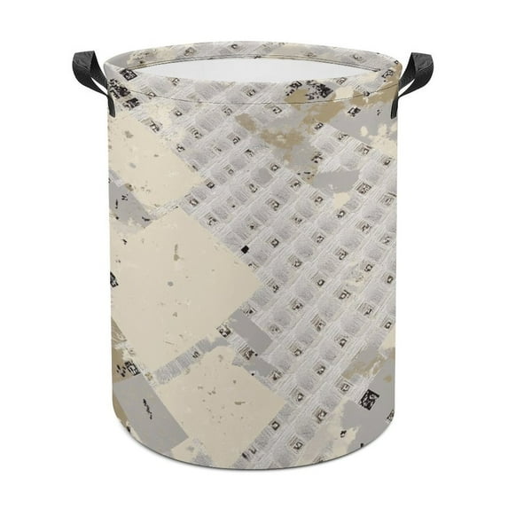 Abstract Beige Grid Pattern Large Dirty Clothes Hamper Foldable Laundry ...