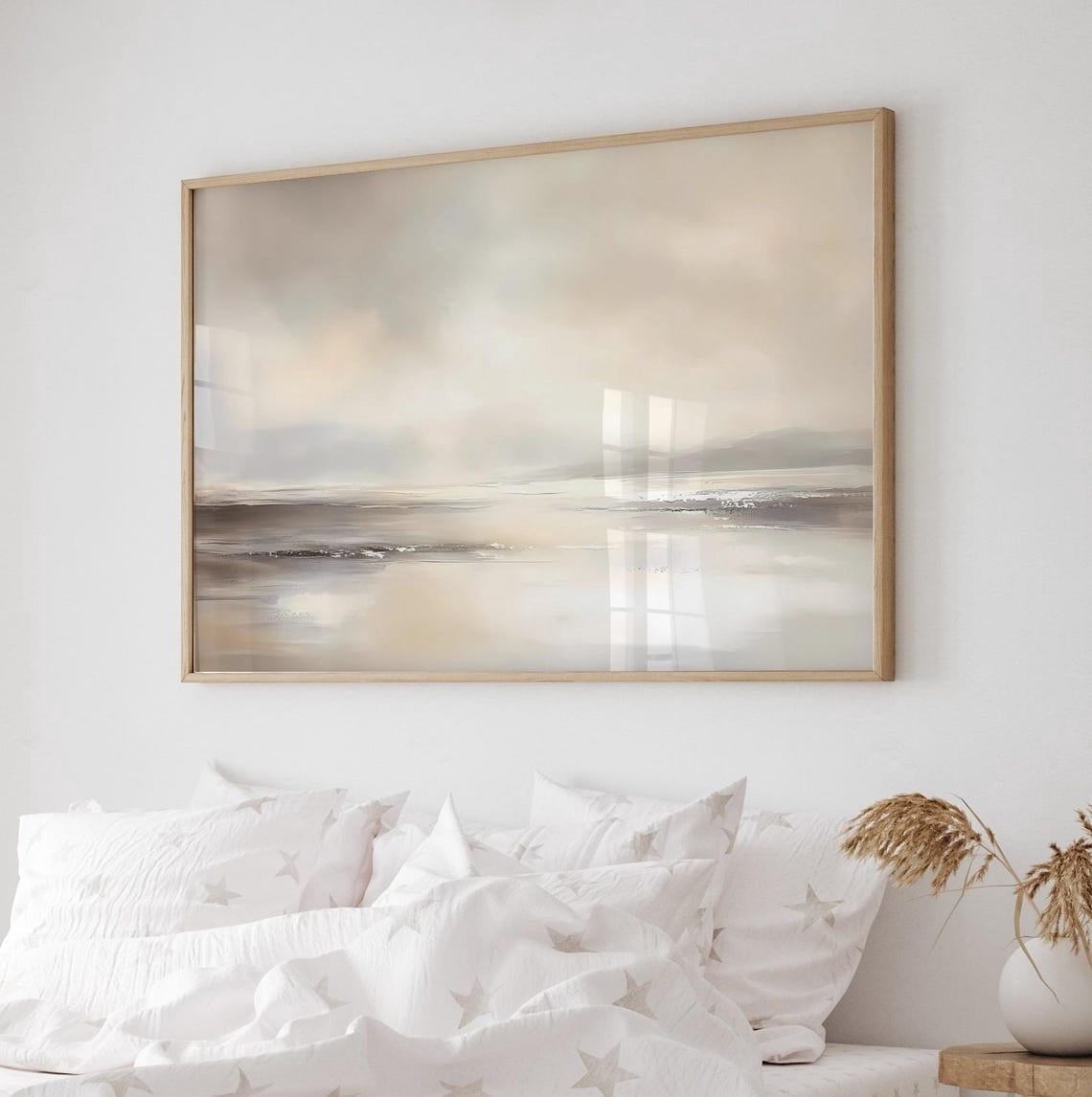 Abstract Beige Ocean Landscape Painting Print Neutral Seascape Artwork ...