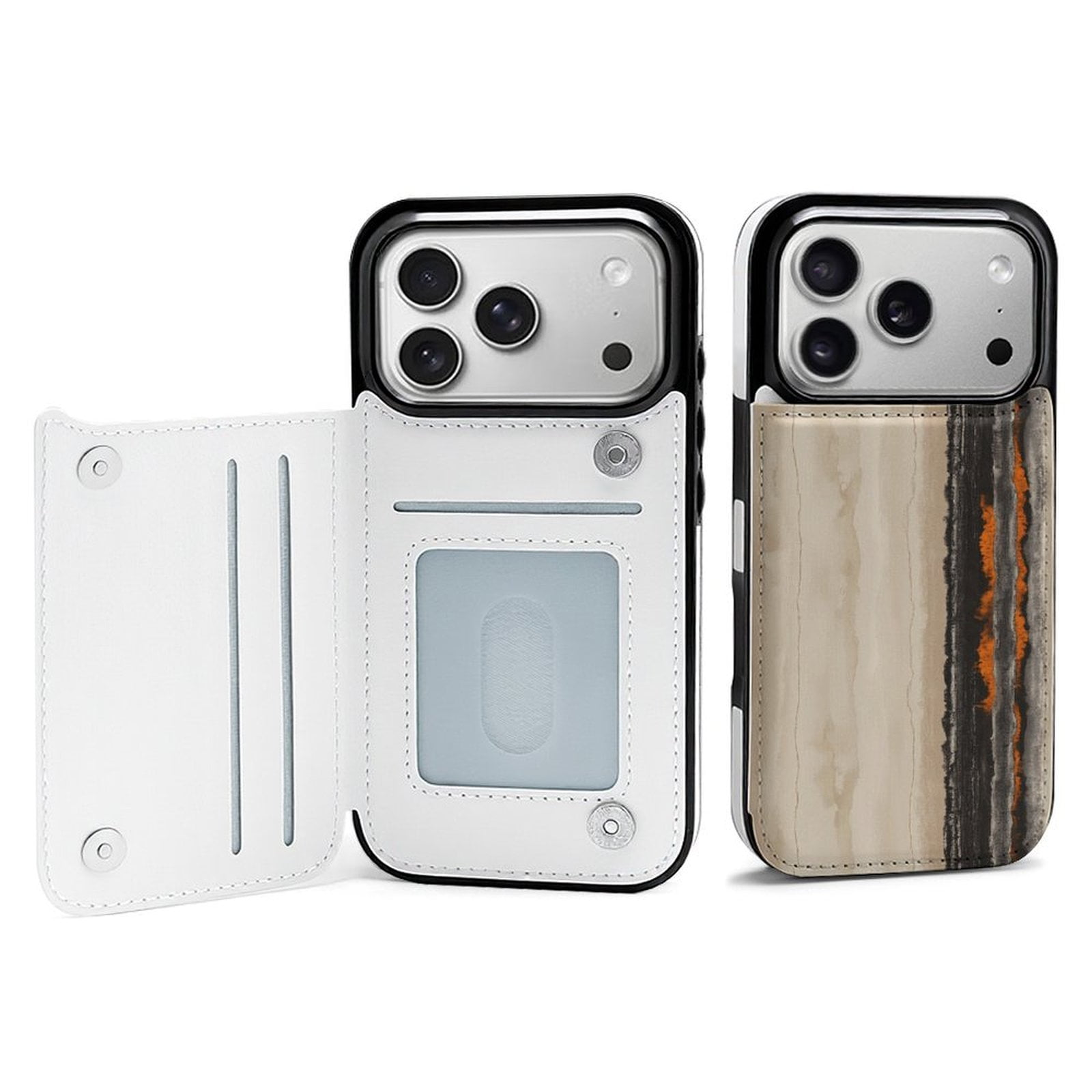 Abstract Beige Orange Artwork Leather Wallet Case for iPhone 17 Wallet ...