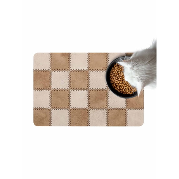Abstract Beige Patchwork Doormat Country Farmhouse Boho Brown Plaid Non ...