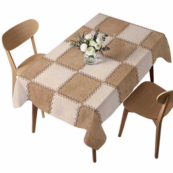 Abstract Beige Patchwork Rectangle Tablecloth Country Farmhouse Boho ...