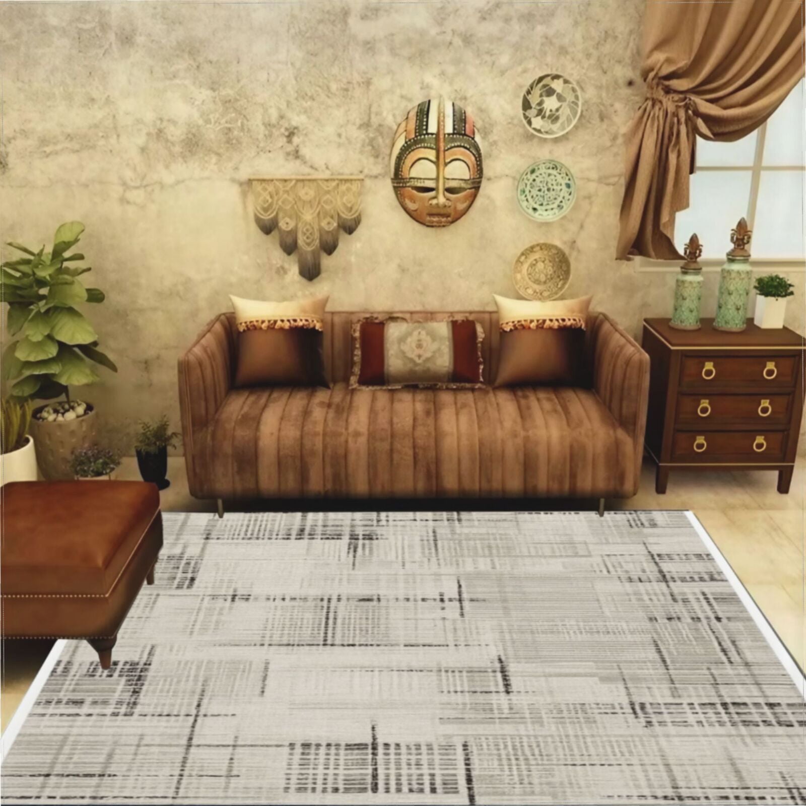 Abstract Beige Patterned Rug Light Luxury Home Carpets Living Room ...