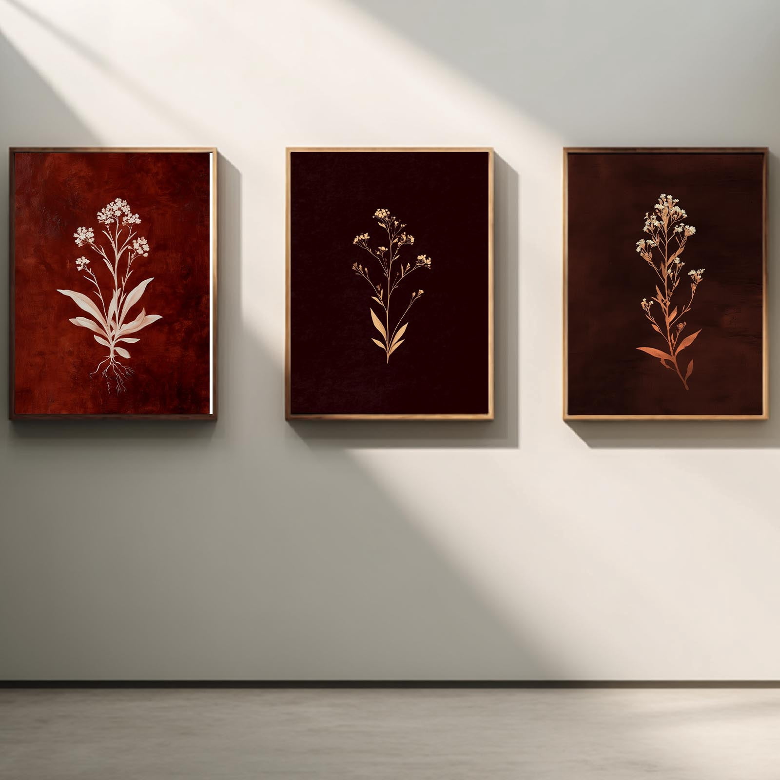 Abstract Beige Plant Canvas Painting Print Wall Art for Living Room ...
