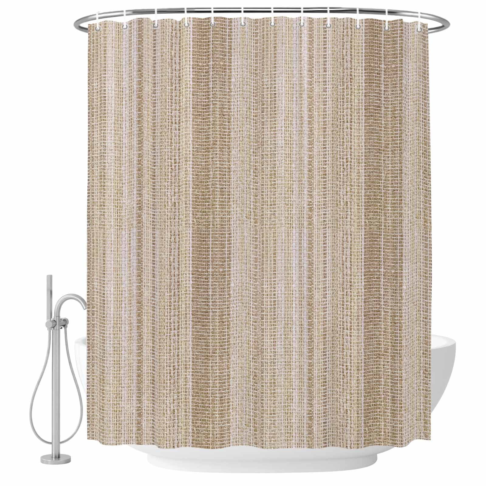 Abstract Beige Shower Curtain Set with Hooks, Rustic Farmhouse ...