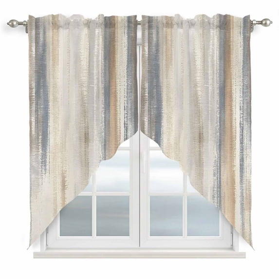 Abstract Beige Swag Curtain Valance for Window 2 Panels Blue Gradient ...