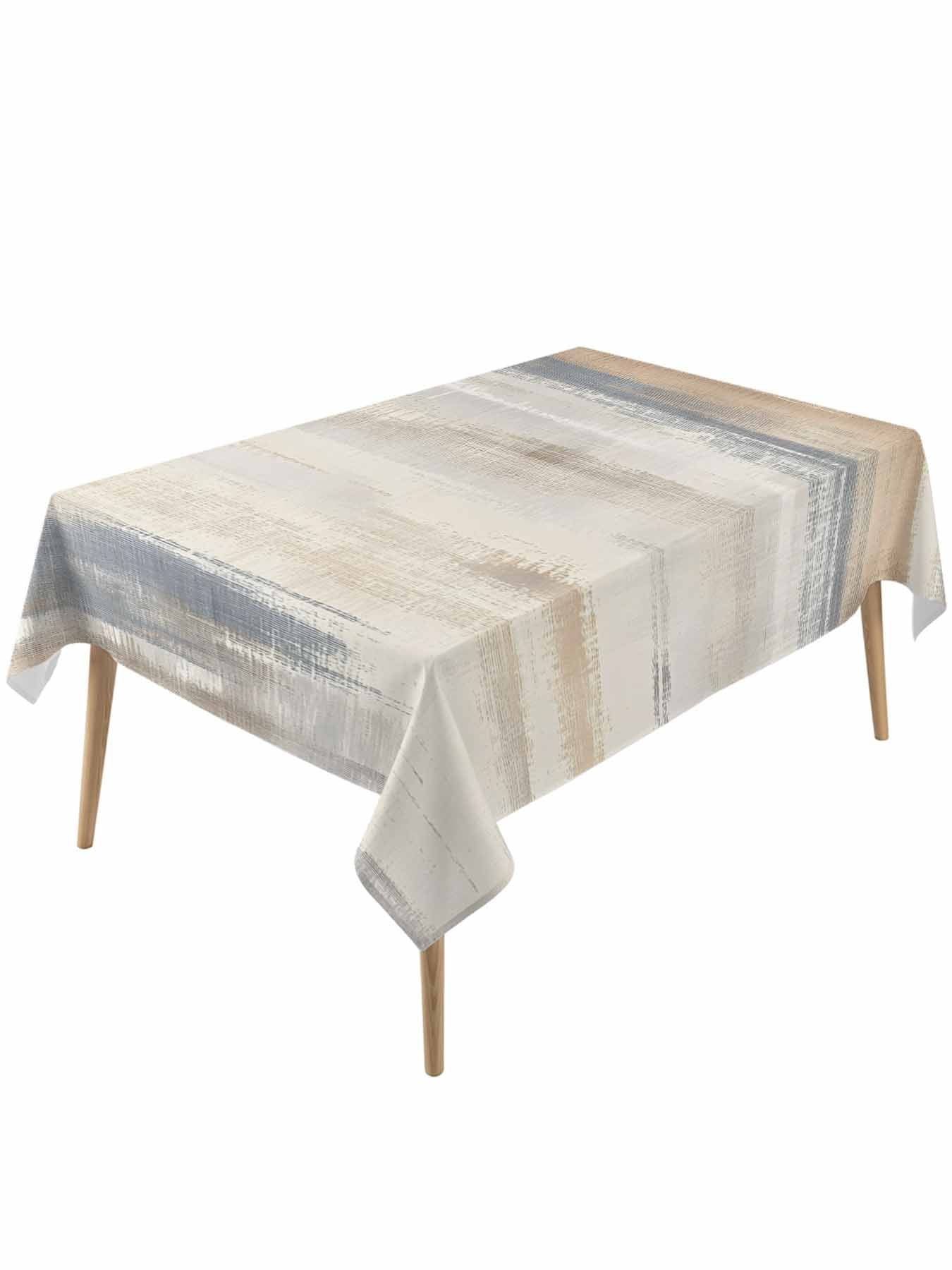Abstract Beige Table Cloth 54x108 Inch Rectangle, Blue Gradient Mottled ...