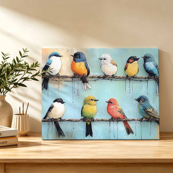 Abstract Birds Canvas Wall Art, Singing Birds Wall Art Prints Artwork ...