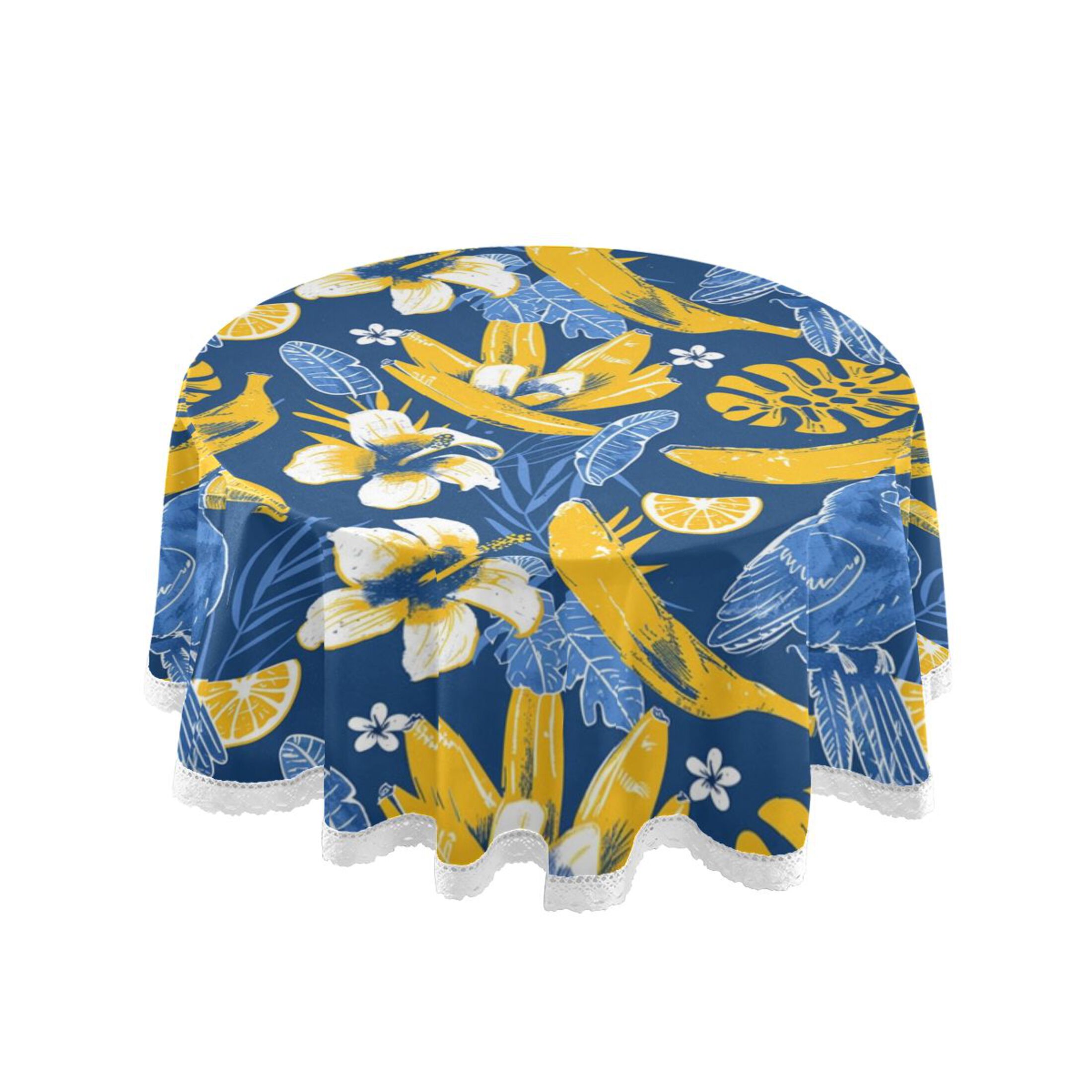 Abstract Birds with Summer Round Tablecloth 60" Reusable Circle Table ...