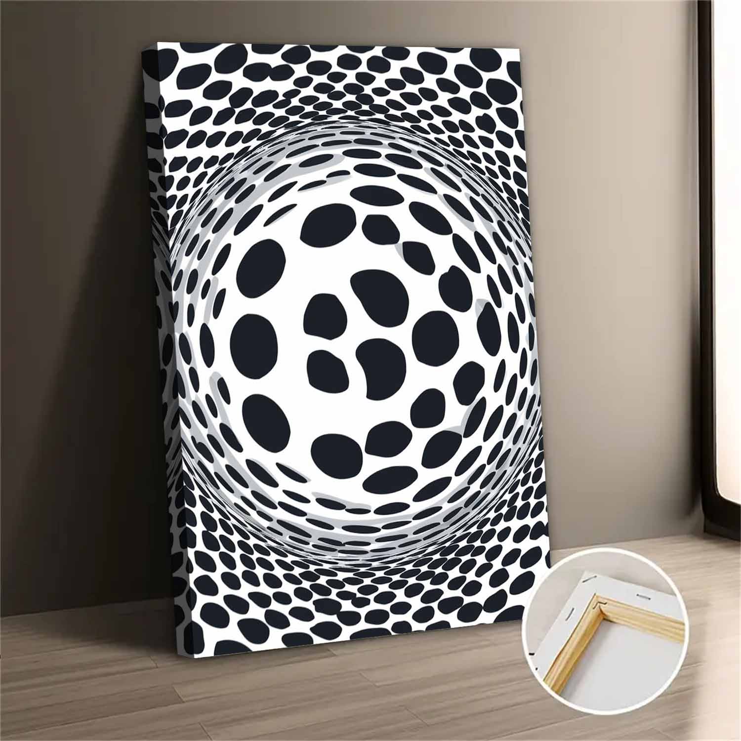 Abstract Black And White Dot Canvas Wall Art For Living Room - Walmart.com