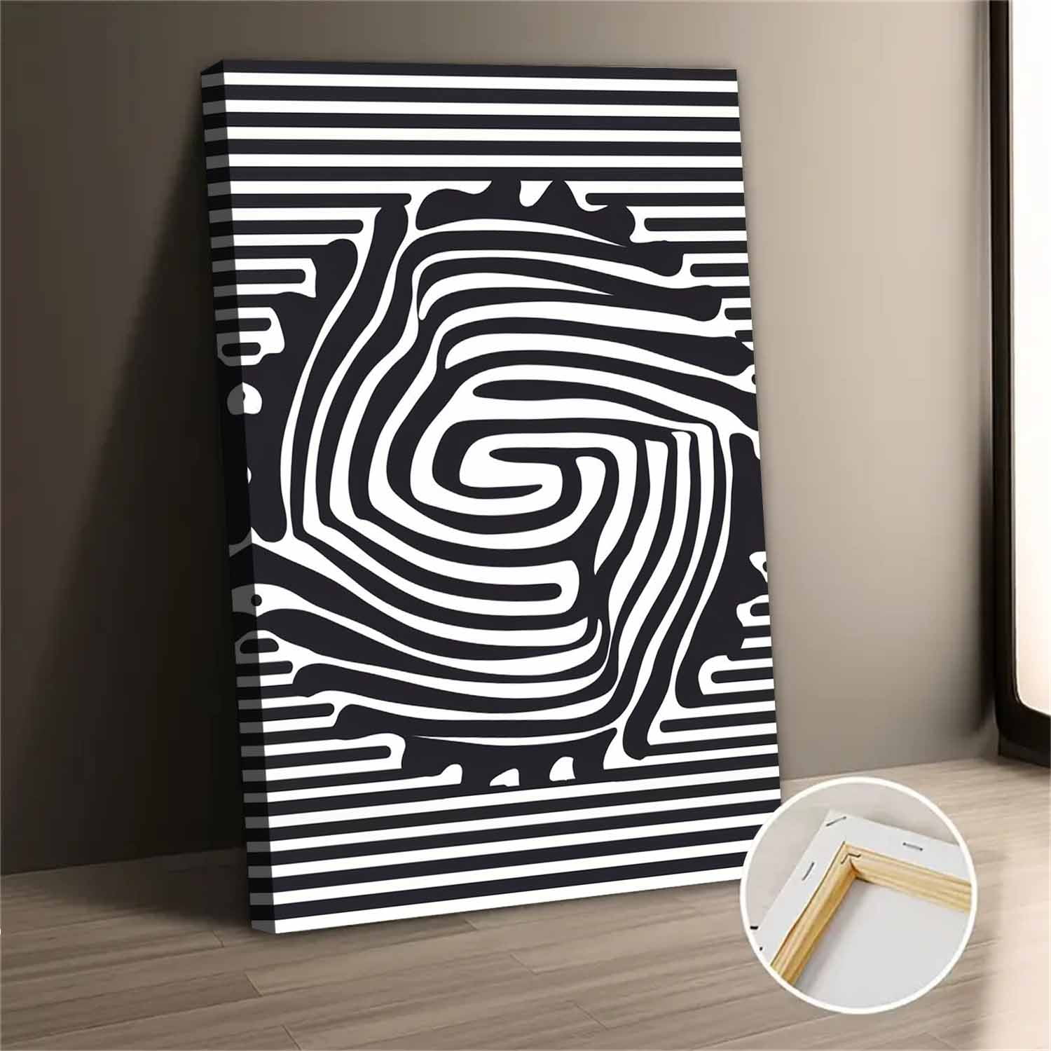 Abstract Black And White Fingerprint Canvas Wall Art - Walmart.com