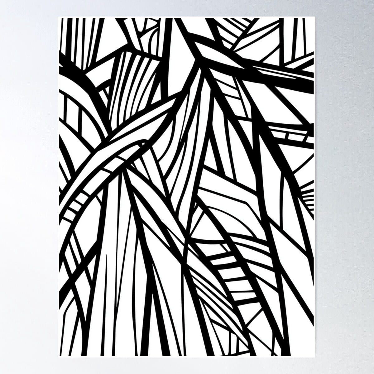 Abstract Black And White Lines Poster Wall Art, Modern Wall Decor For ...