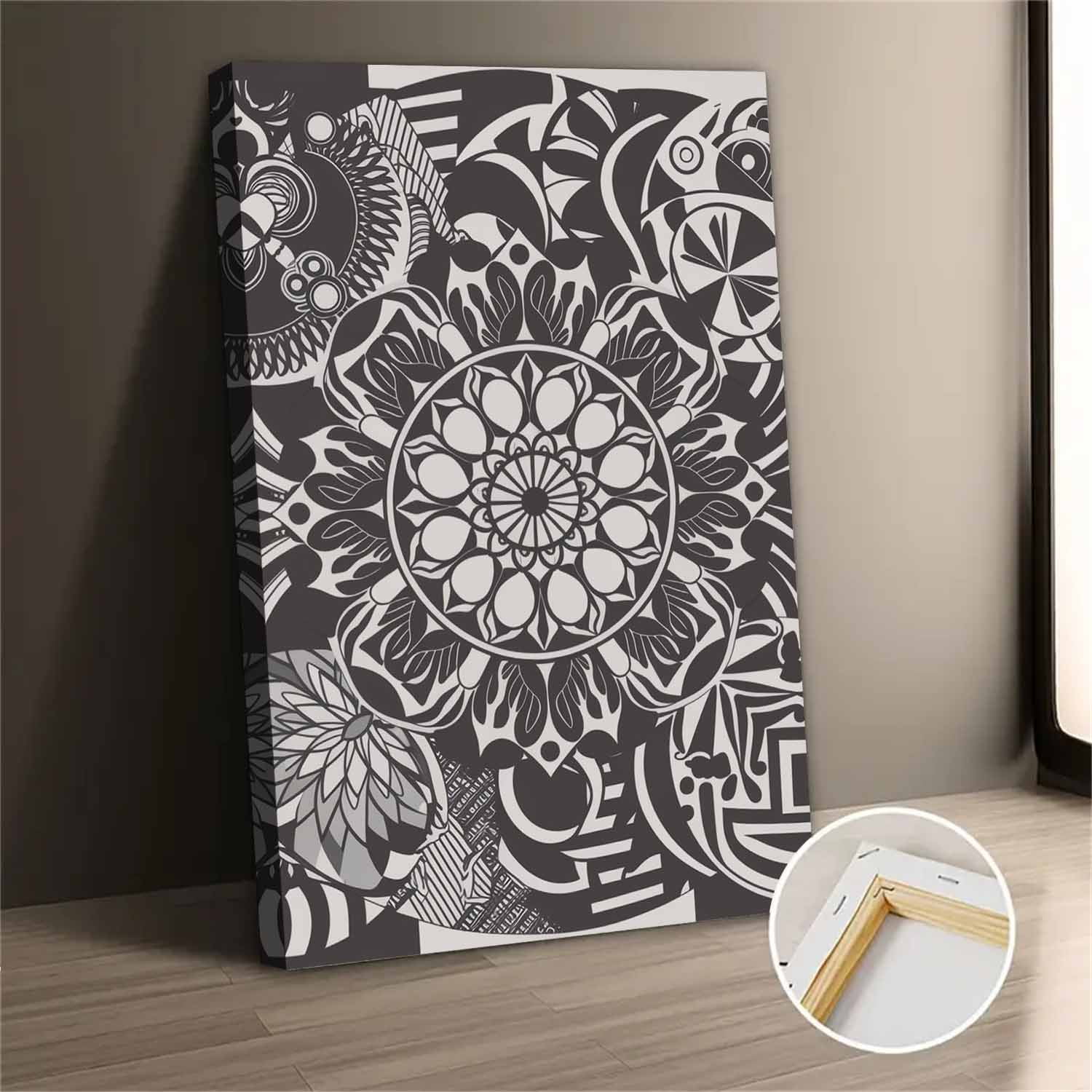 Abstract Black And White Mandala Canvas Wall Art - Walmart.com