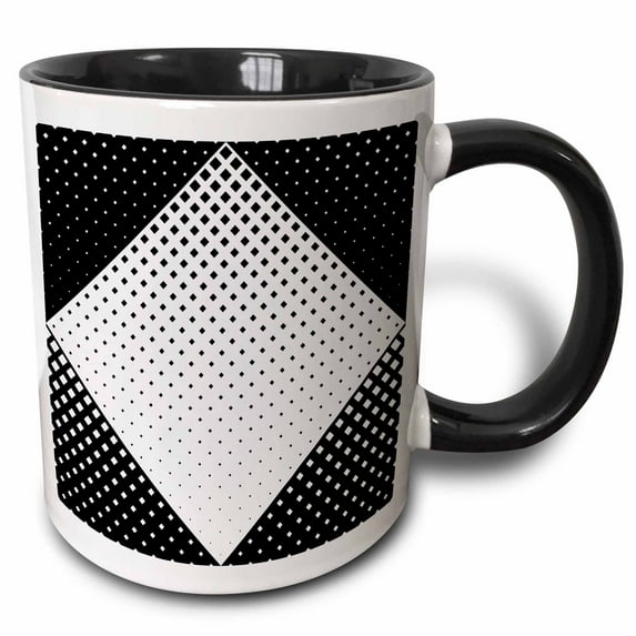 3drose, Abstract Black and White Square Pattern Background Design, 15oz ...