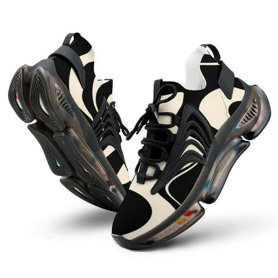 Abstract Black And White Swirls Walking Shoes for Men Woman Lightweight ...