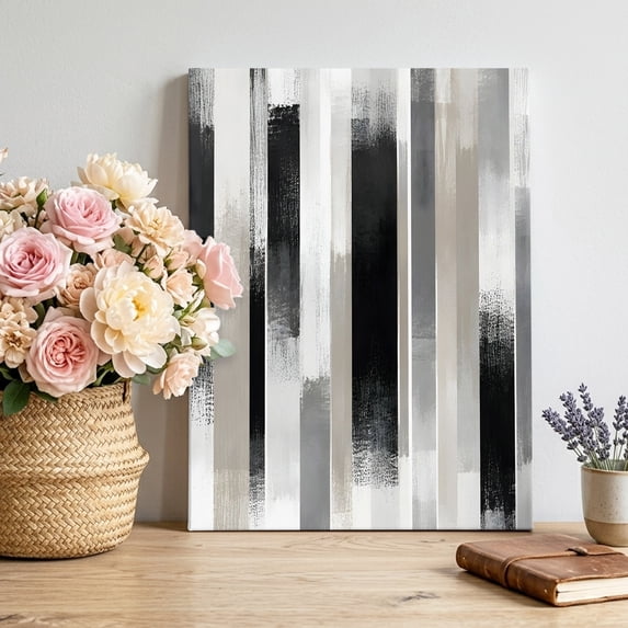 Abstract Black Beige Canvas Wall Art Framed Wall Decor for Living Room ...