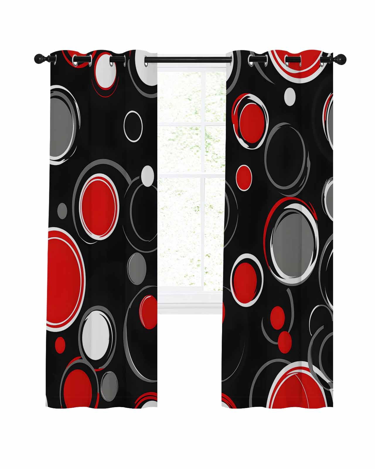 Abstract Black Blackout Curtains 63 Inches Long for Bedroom, Modern ...