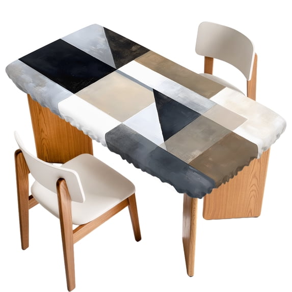 Abstract Black Brown White Fitted Rectangle Tablecloth 24" x 50" Modern ...