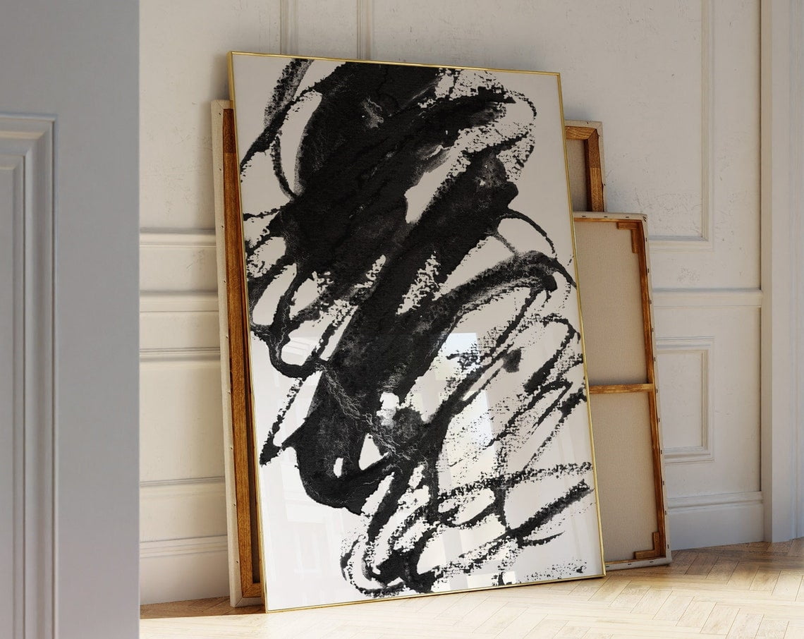 Abstract Black Brush Stroke Print - Modern Minimalist Art - Black Ink ...