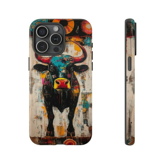 Abstract Black Bull Painting Wild Animal Modern Artwork Phone Case for ...