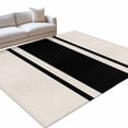 Abstract Black Color Block Area Rugs 2.7x5ft Vintage Lines Linen ...
