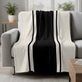 Abstract Black Color Block Fleece Throw Blanket Vintage Lines Linen ...