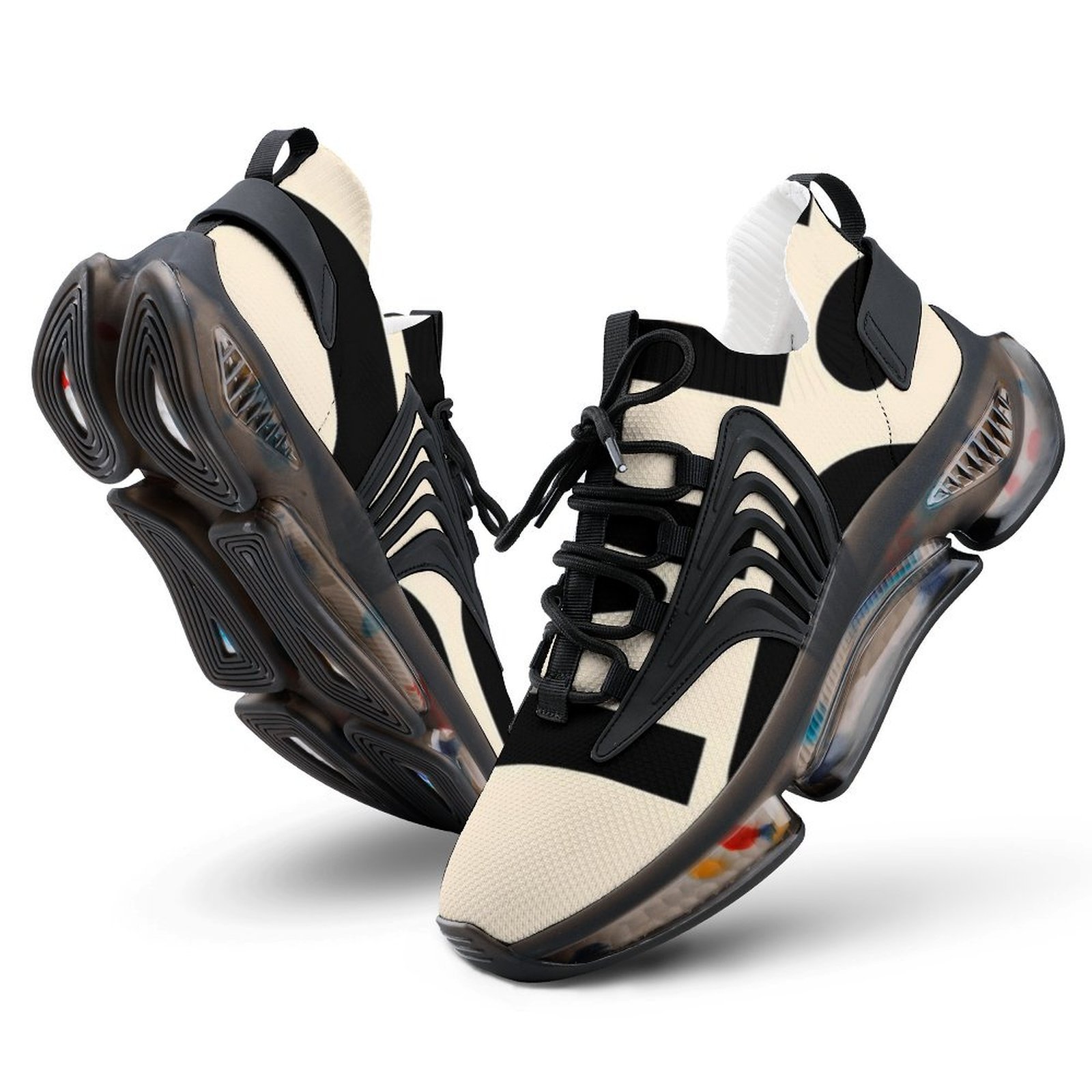 Abstract Black Cream Design Art Walking Shoes for Men Woman Lightweight ...