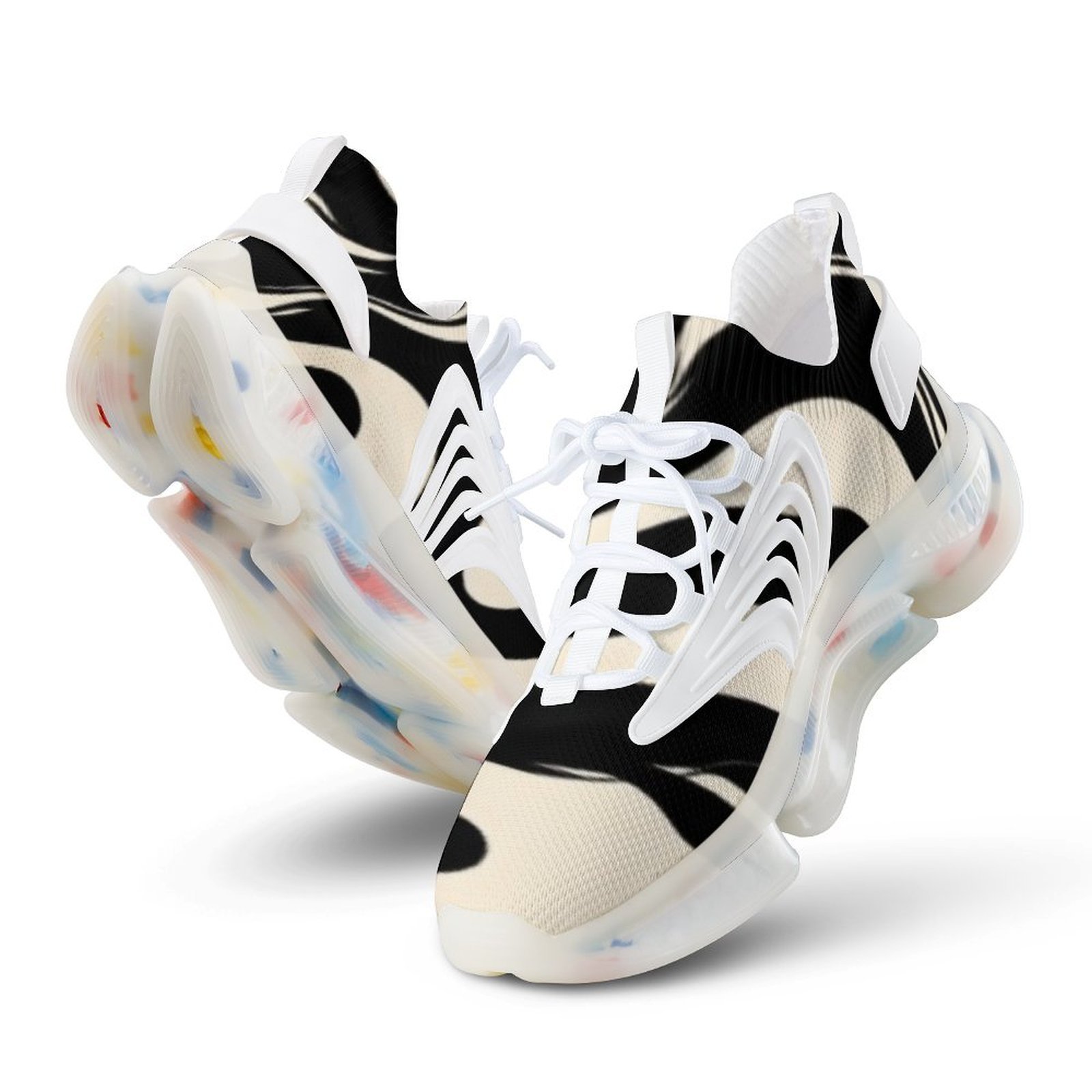 Abstract Black Cream Swirl Art Walking Shoes for Men Woman Lightweight ...