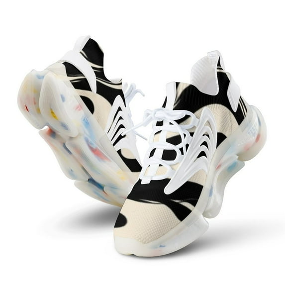Abstract Black Cream Swirl Art Walking Shoes for Men Woman Lightweight ...