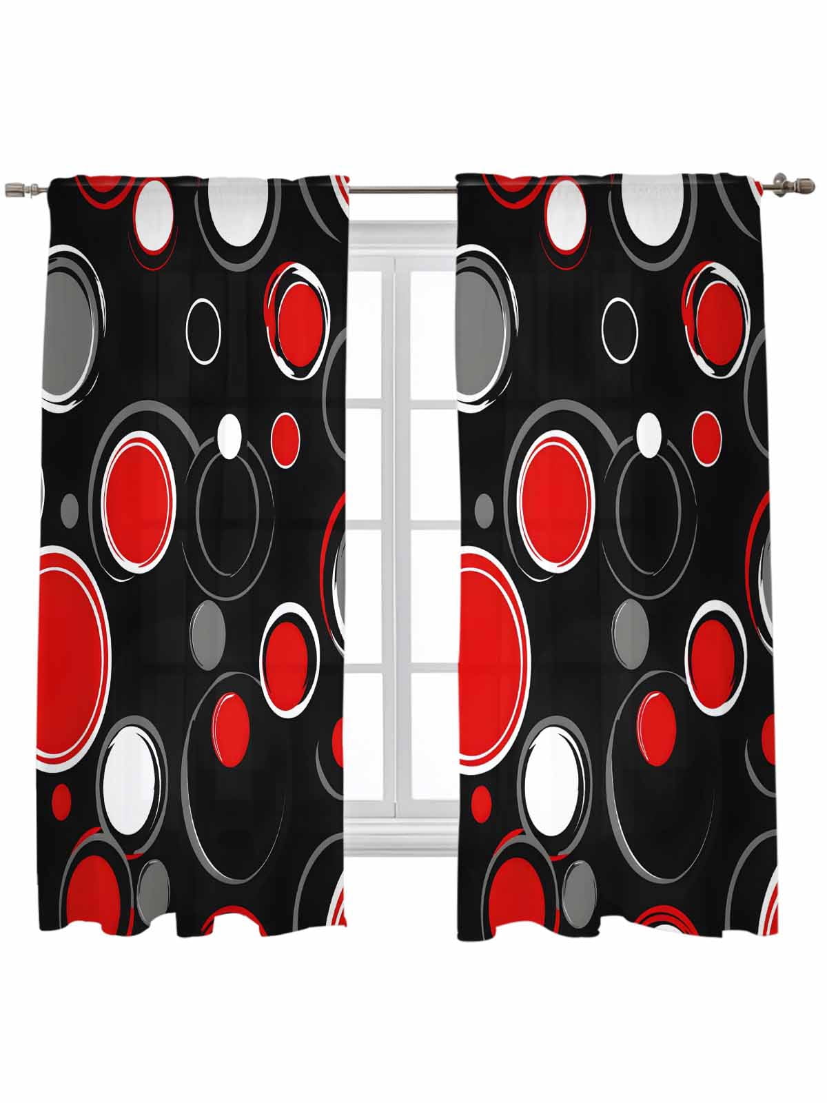 Abstract Black Curtains 63 Inch Length, Sheer Curtains for Bedroom ...