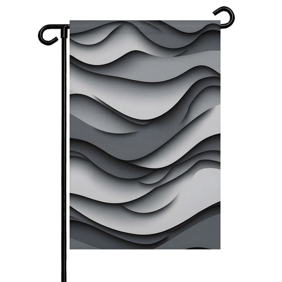 Abstract Black Garden Flag 28x40 Inch Gray Gradient Ocean Wave Modern ...