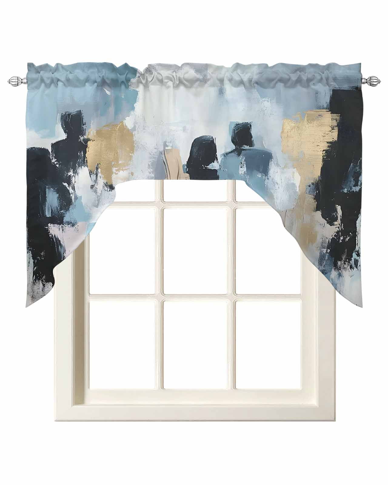 Abstract Black Gold Kitchen Curtains Swag Valance for Windows/Bathroom ...