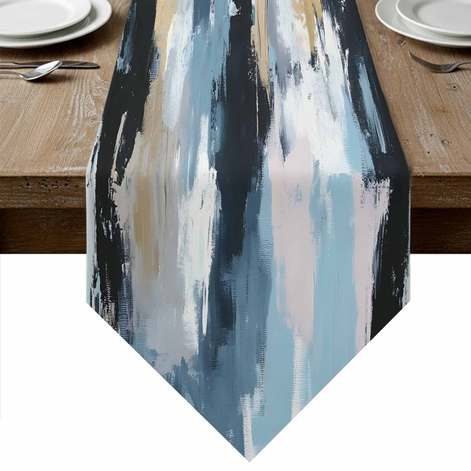 Abstract Black Gold Table Runner Linen Burlap Table Runner 48 Inches ...