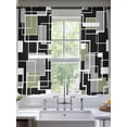 Abstract Black Green Geometric Sheer Curtains 2 Panels Set Watercolor ...
