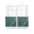 Abstract Black Green Marble Texture Short Blackout Curtains 30 Inch ...