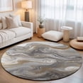 Abstract Black Grey Marble Texture Round Rug 5ft Modern Fluid Art ...