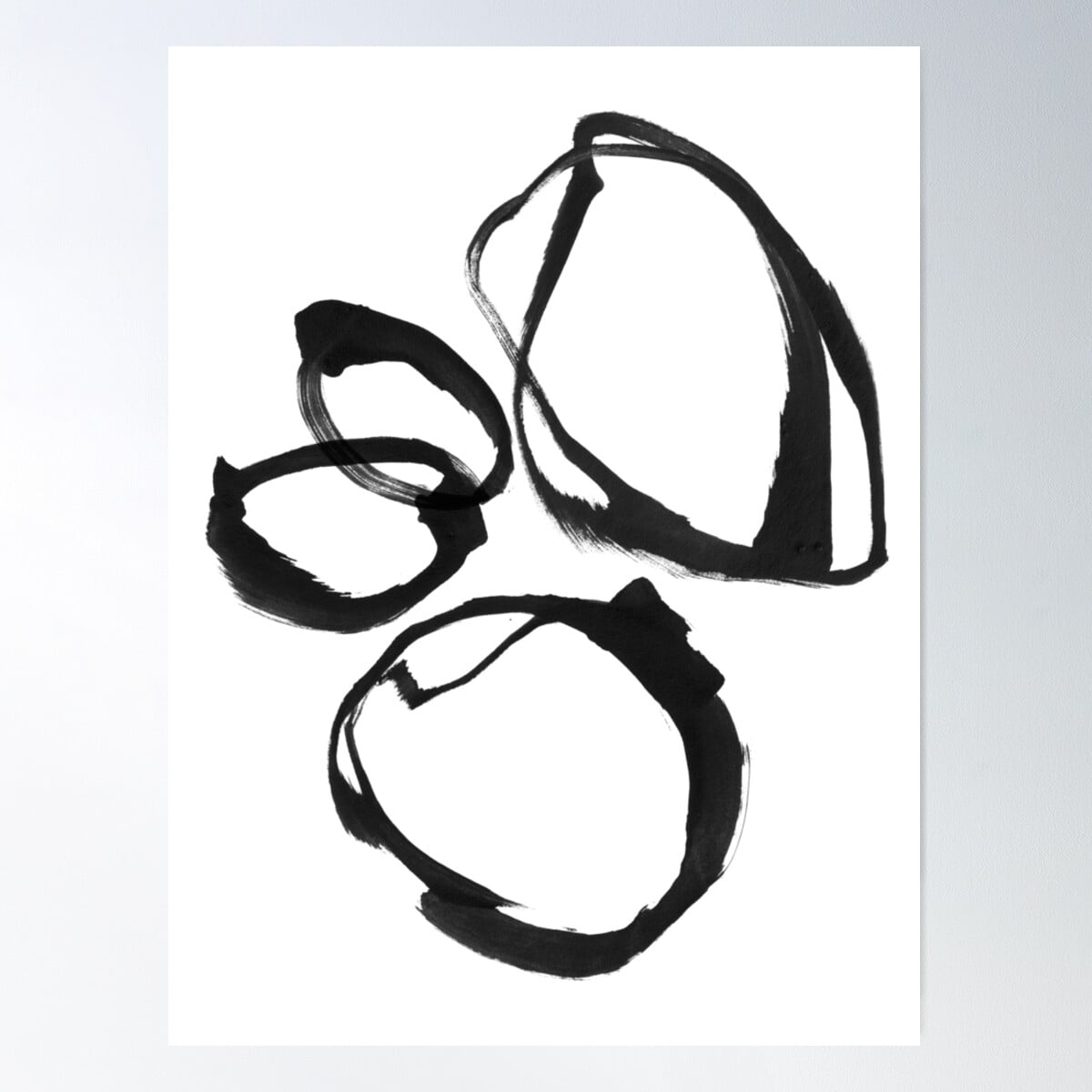 Abstract Black Ink Painting "Rings 2" Poster Wall Art, Modern Wall ...