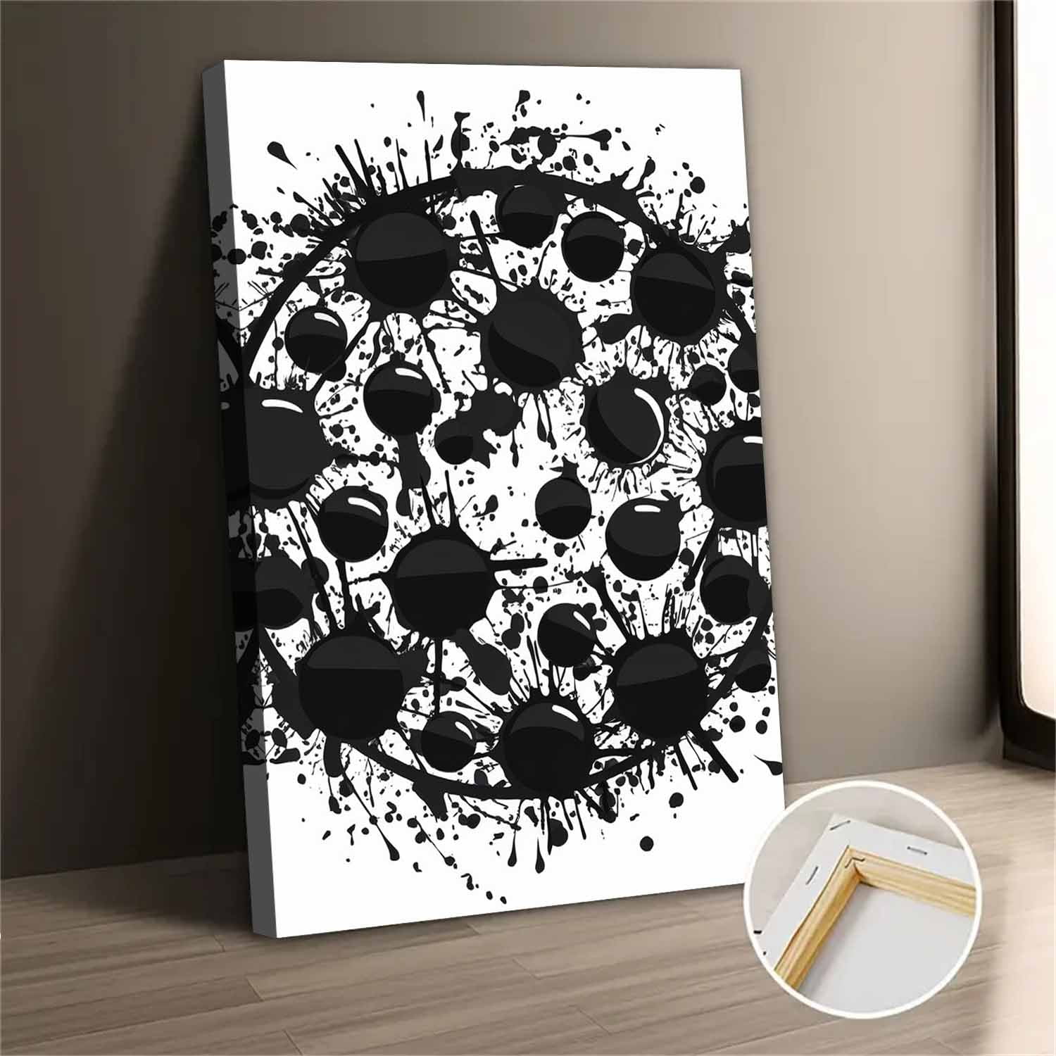 Abstract Black Ink Splatter Canvas Wall Art For Living Room Decor ...