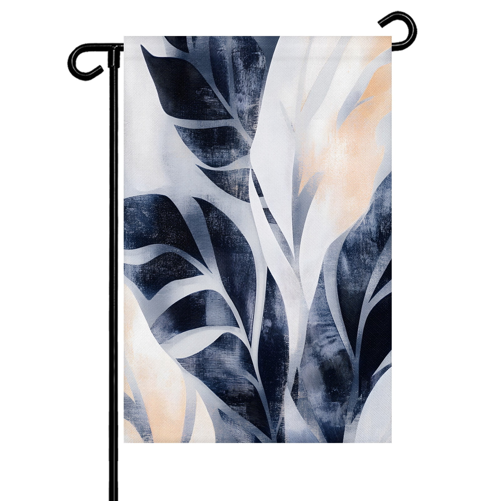 Abstract Black Leaf Garden Flag 12x18 Inch Summer Leaves Watercolor ...